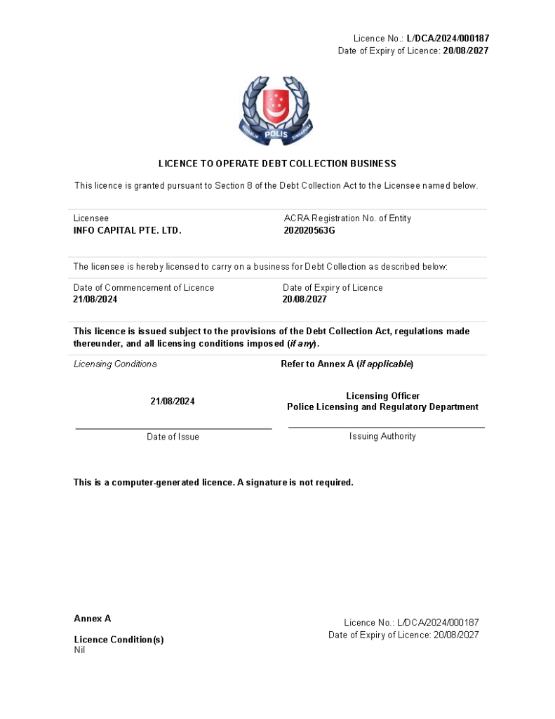 Info Capital Debt Collection Services - Debt Collector in Singapore